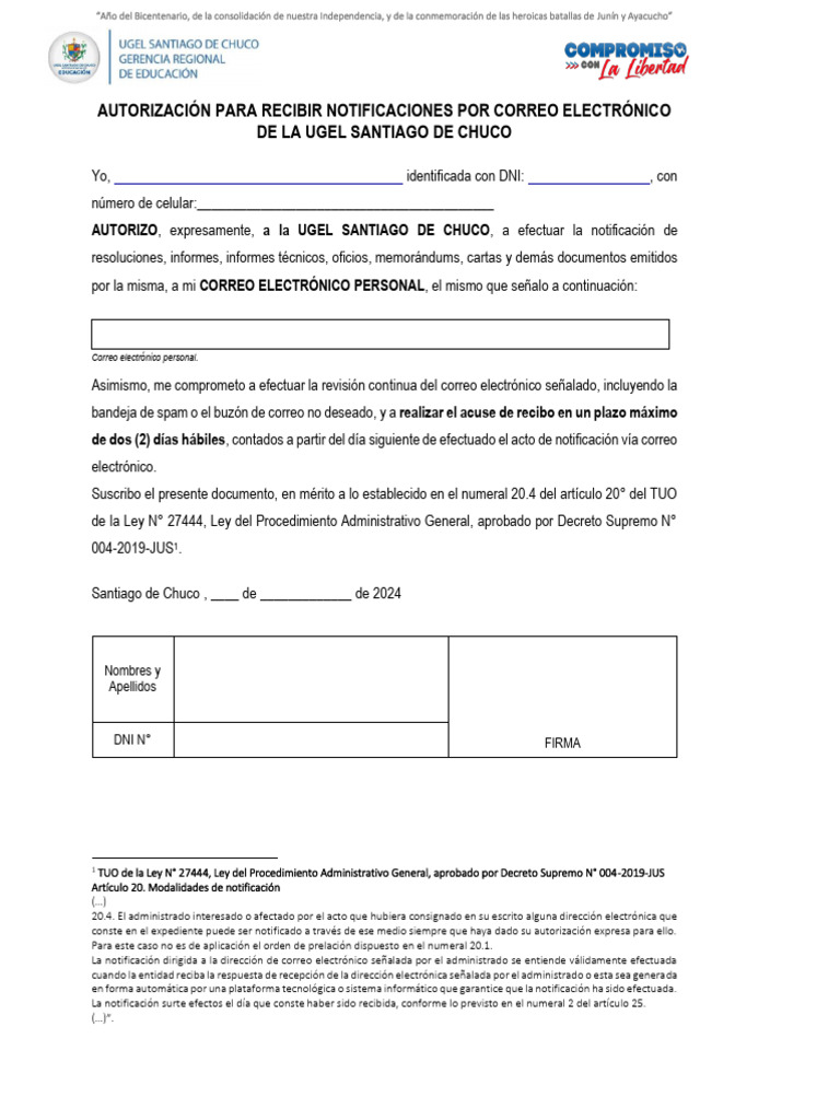 Autorización para Recibir Notificaciones Por Correo Electrónico | PDF