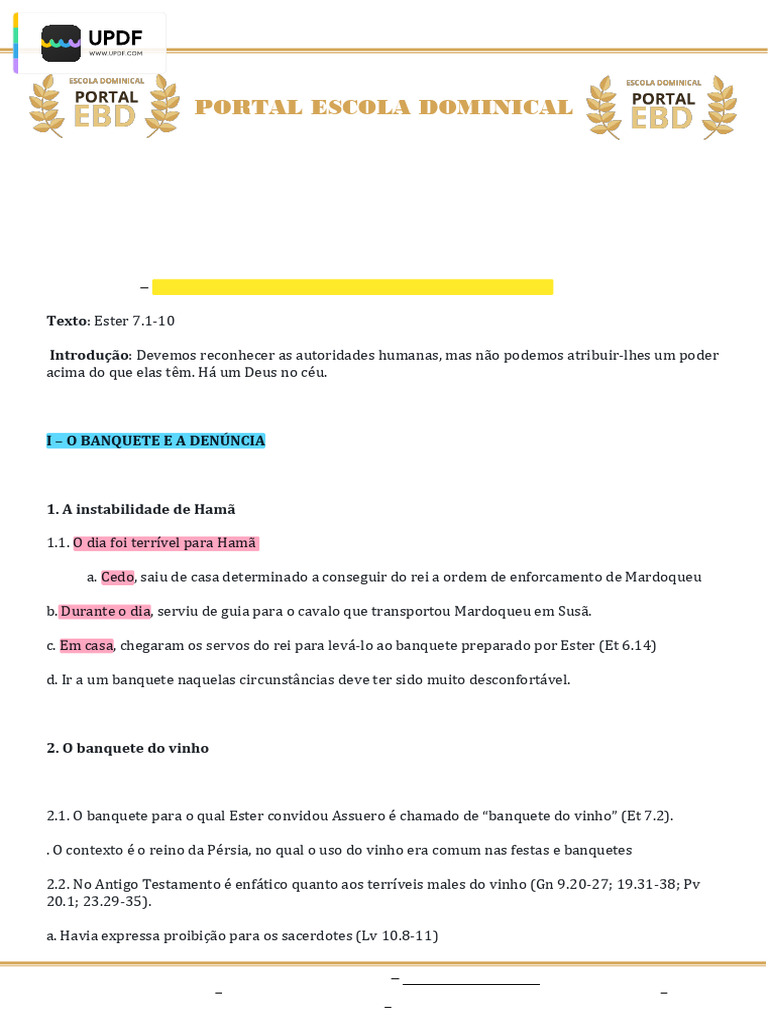 Lição 12 - O Banquete de Ester - Denúncia e Livramento - Ev Marcos ...