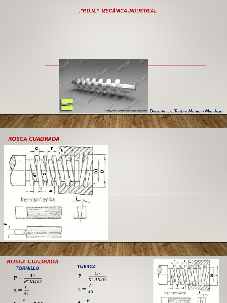 TET-300 - Tema - 7 - ROSCA CUADRADA EN TORNO - II - 24 | PDF | Tornillo ...