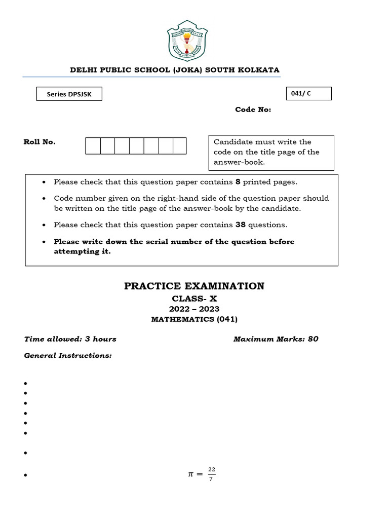 Practice Paper Set3 Maths Standard | PDF