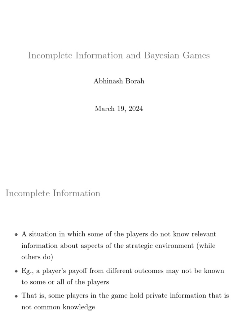 Bayesian Games-Sec3 | PDF