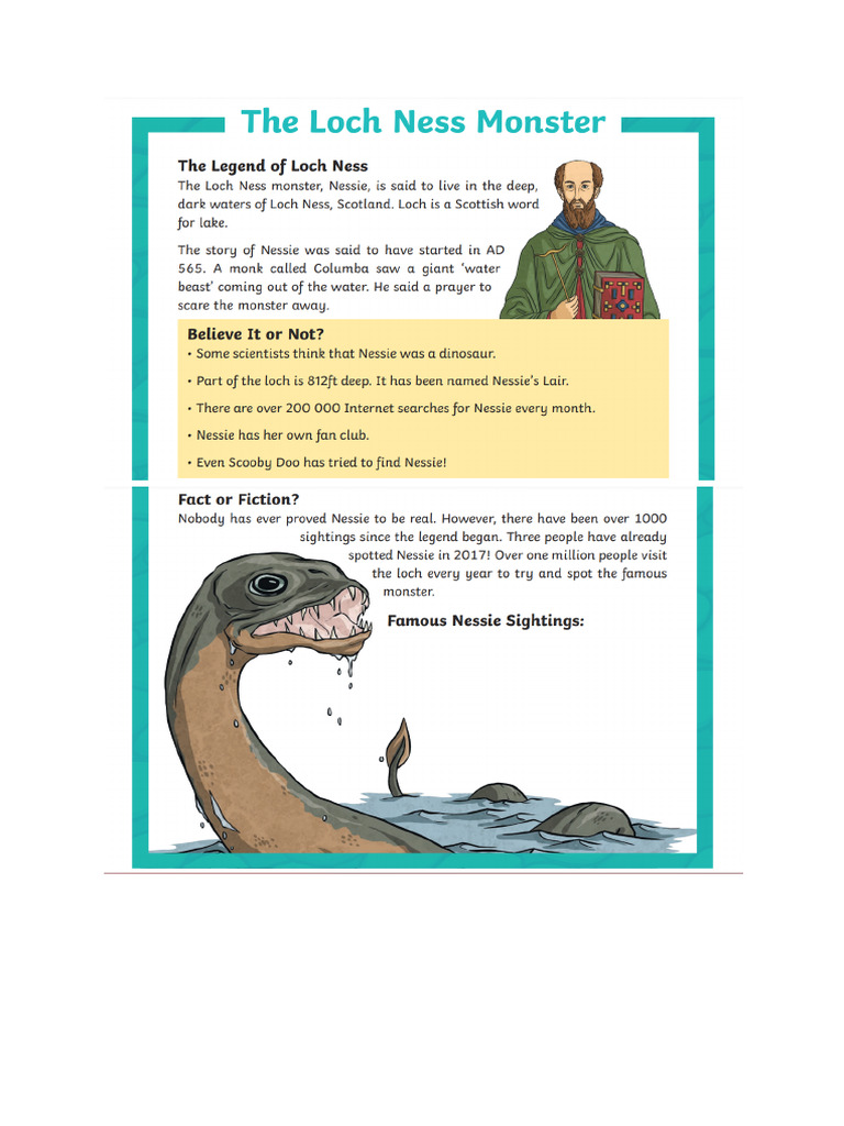 Loch Ness Monster Reading and Activities | PDF
