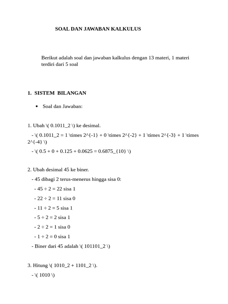 Soal Beserta Jawaban Kalkulus | PDF
