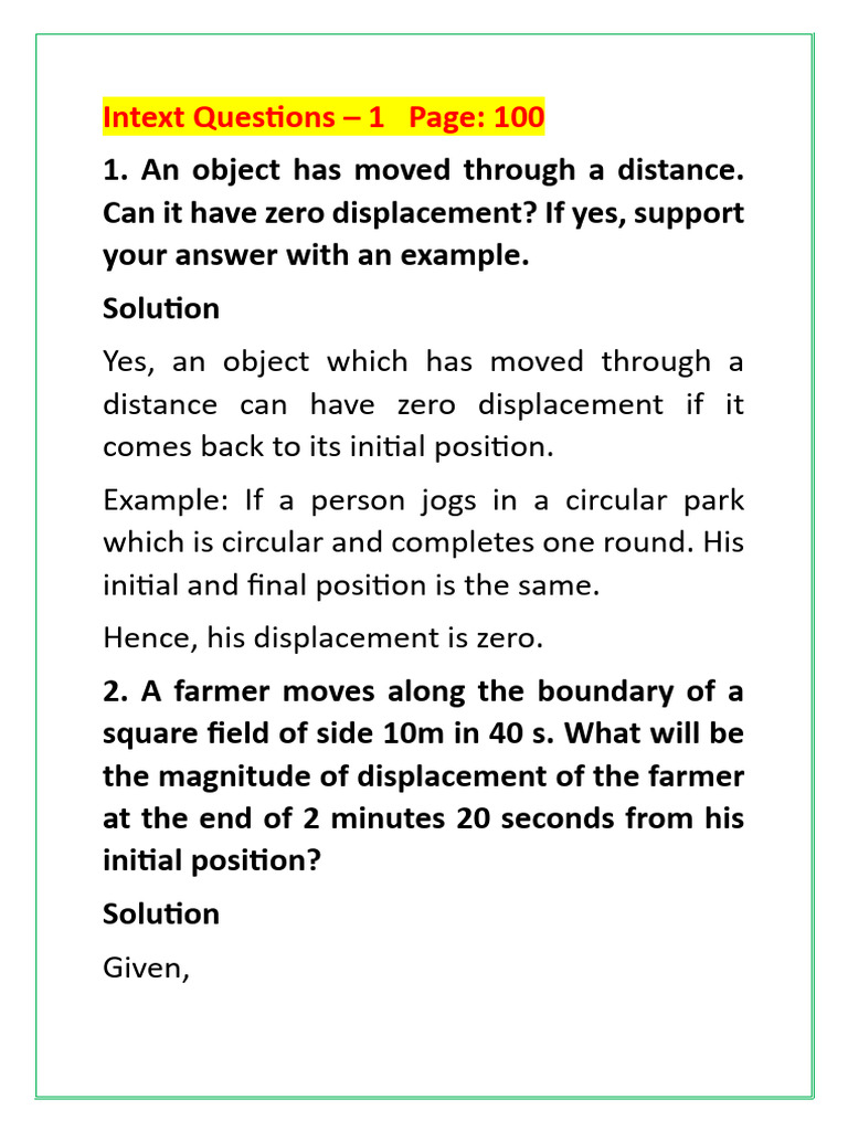 Motion Ncert Solutions Class 9 | PDF