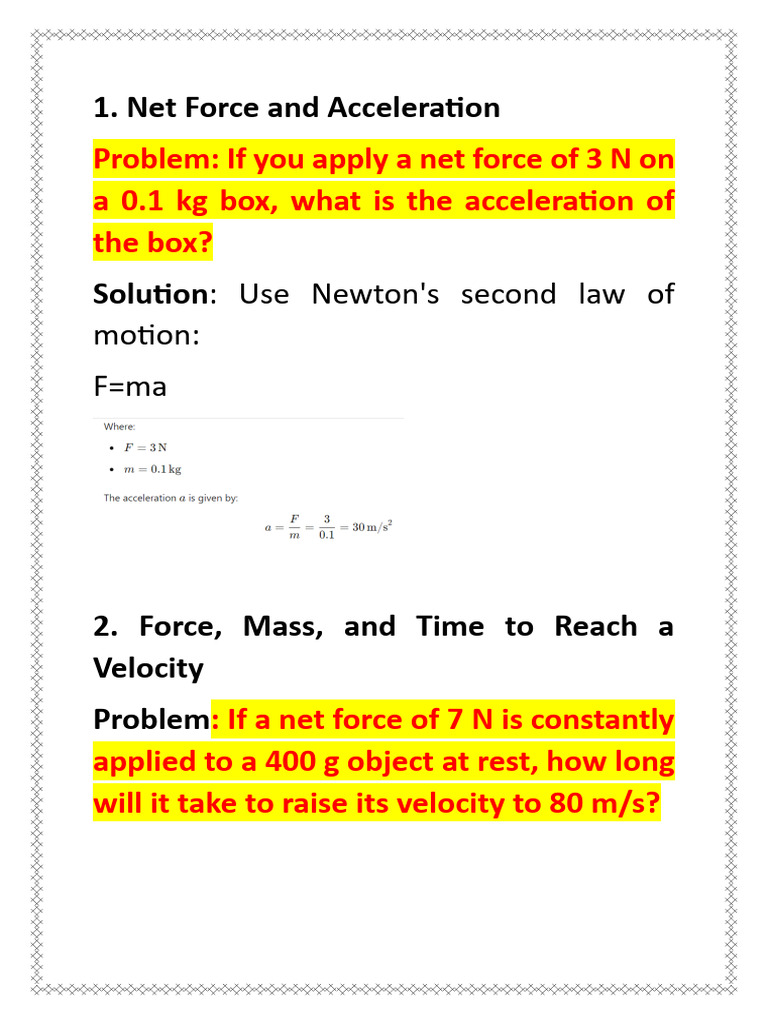 Force and Motion Numerical Solutions | PDF