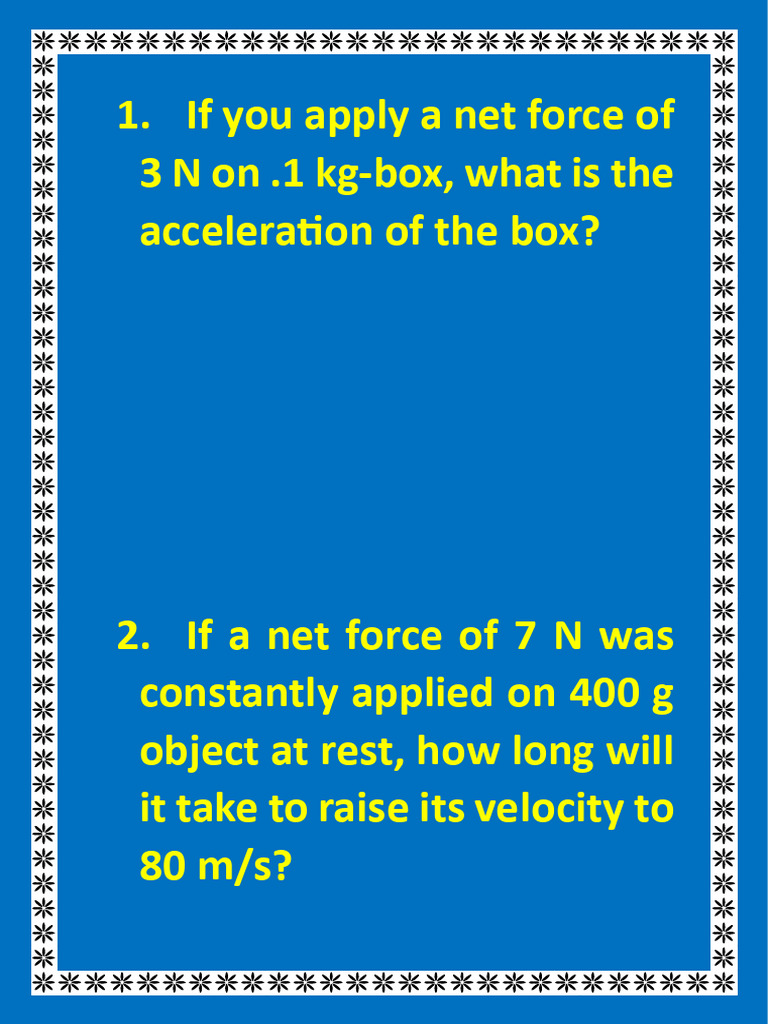 force ad laws of motion numericals | PDF