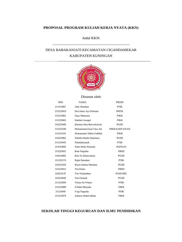 Proposal Program KKN | PDF