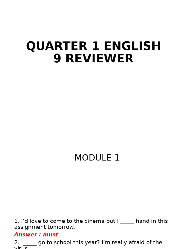 Quarter 1 English 9 Module 1 Reviewer | PDF