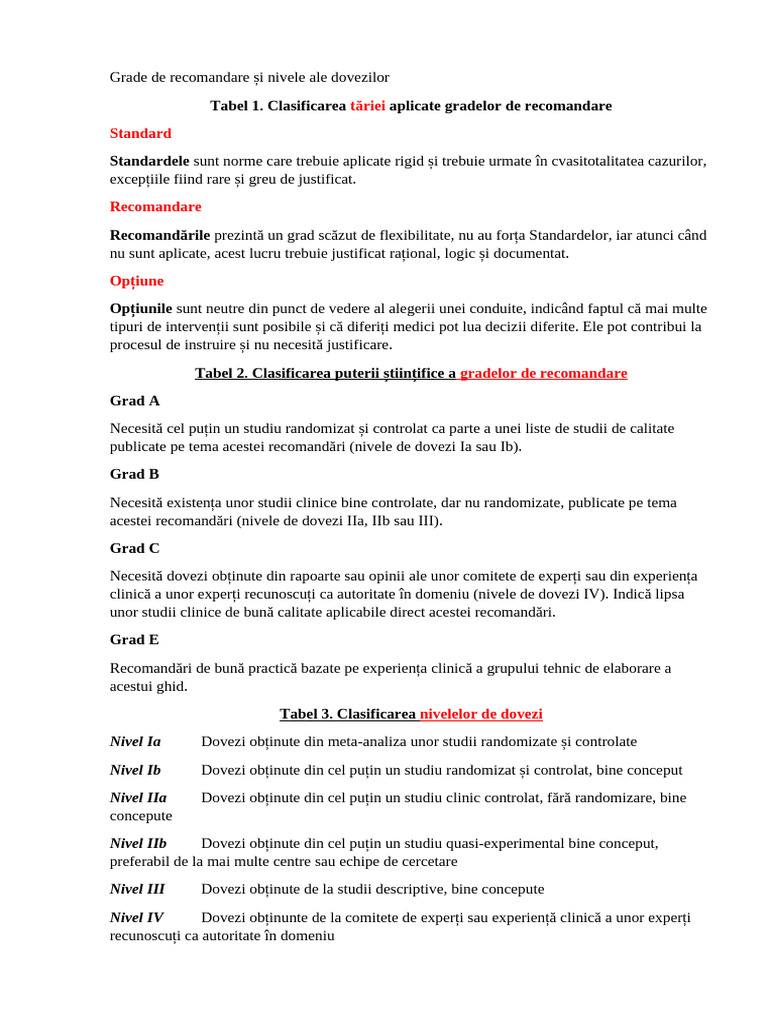 Grade de Recomandare Dupa ANAES | PDF