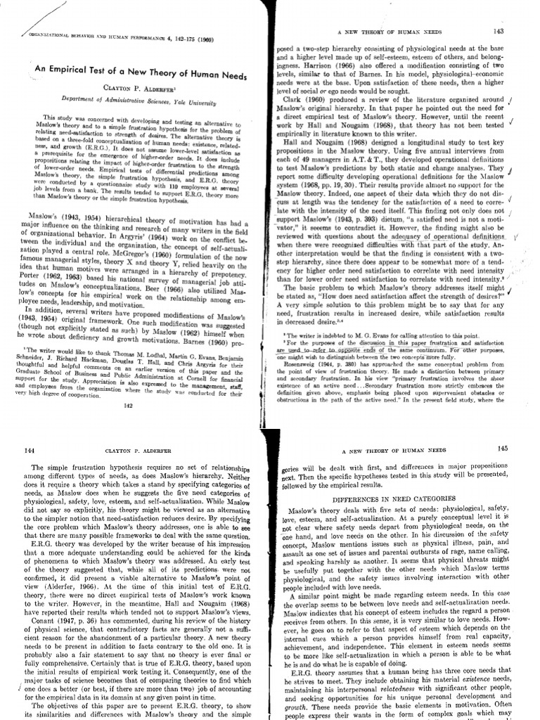 Alderfer Teoria ERC | PDF