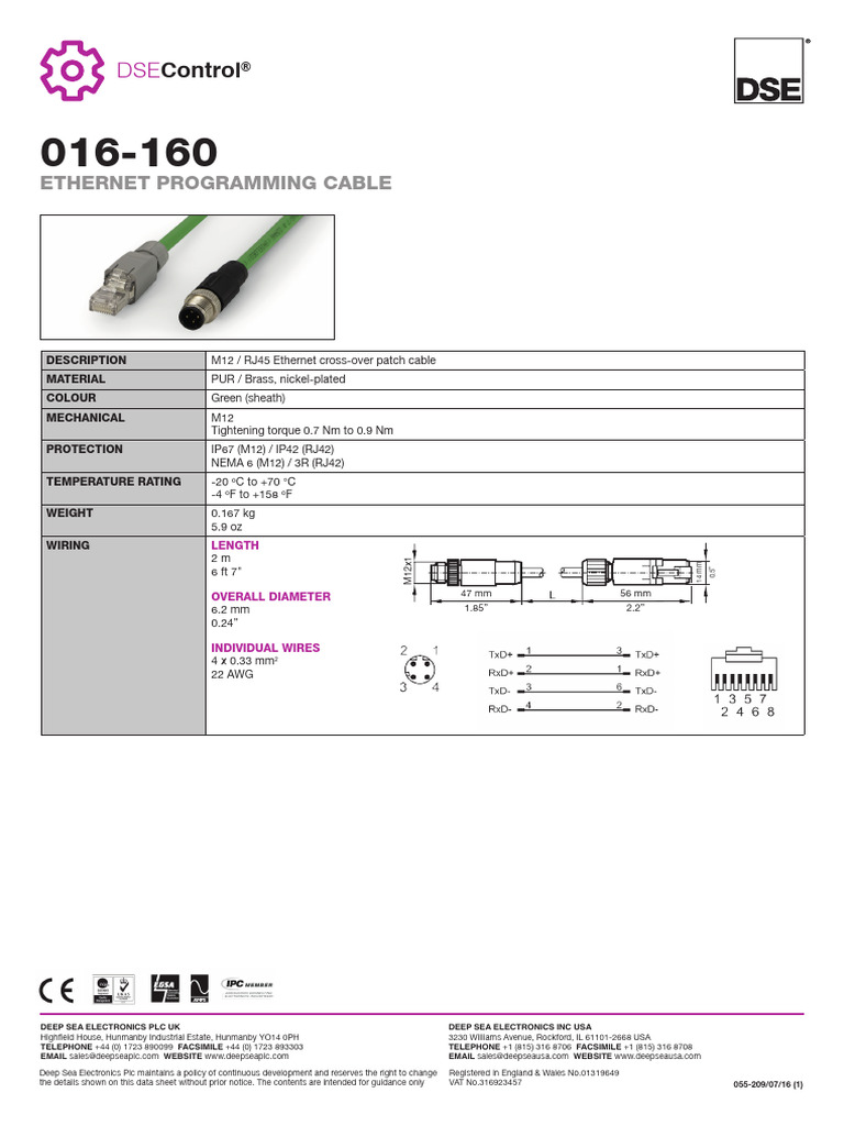 Ethernet-Programming-Cable-Data-Sheet | PDF