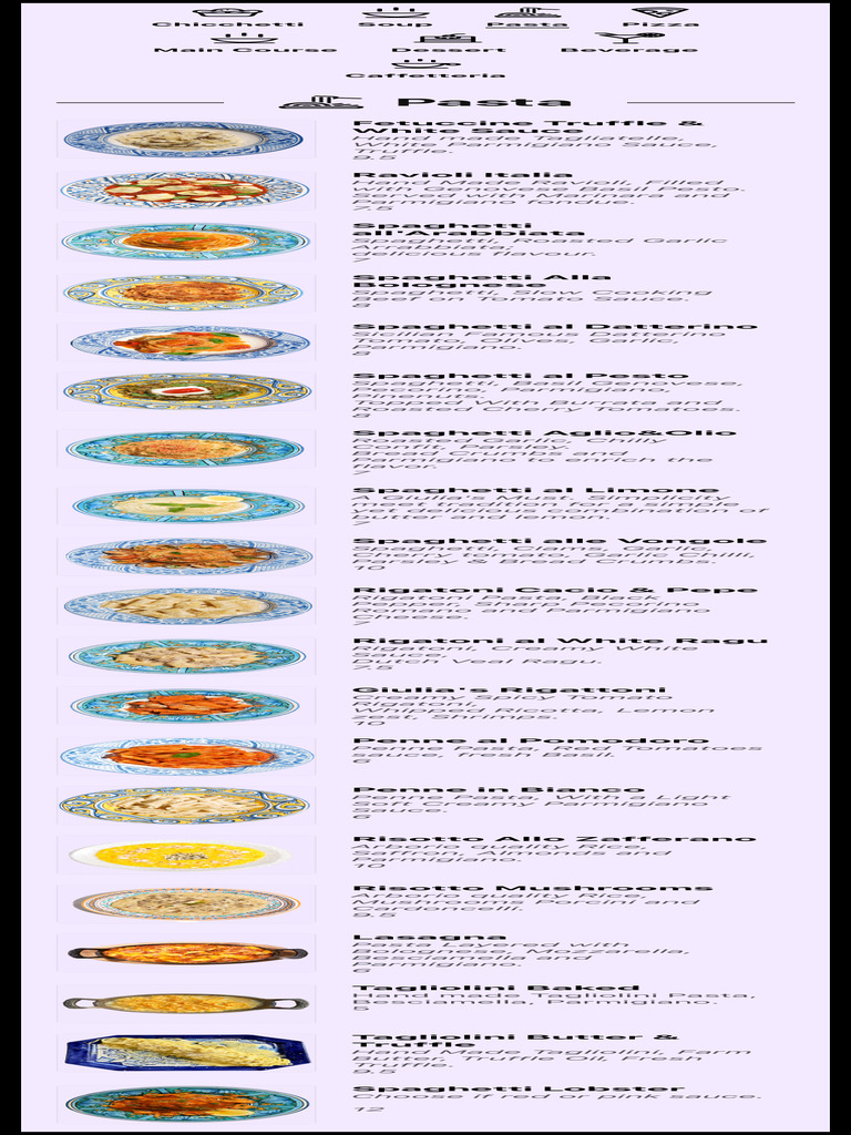 giulia menu – Marcovigonovo 2 | PDF