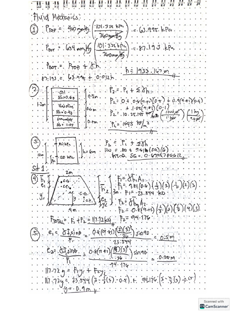 Fluid Mechanics Handout Solution | PDF
