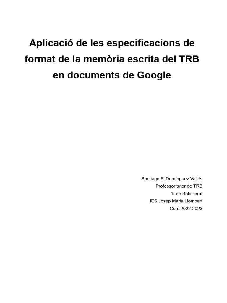 Format de La Memòria Del TRB | PDF