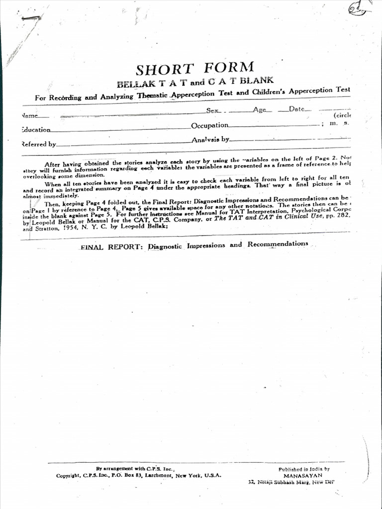 Scoring Sheet of CAT | PDF