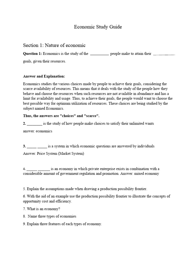 Economic CSEC Study Guide | PDF