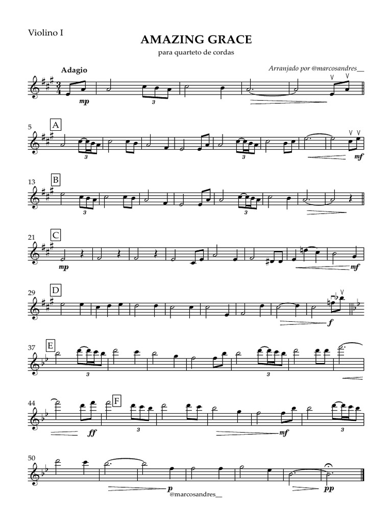 AMAZING GRACE String Quartet - Partes | PDF