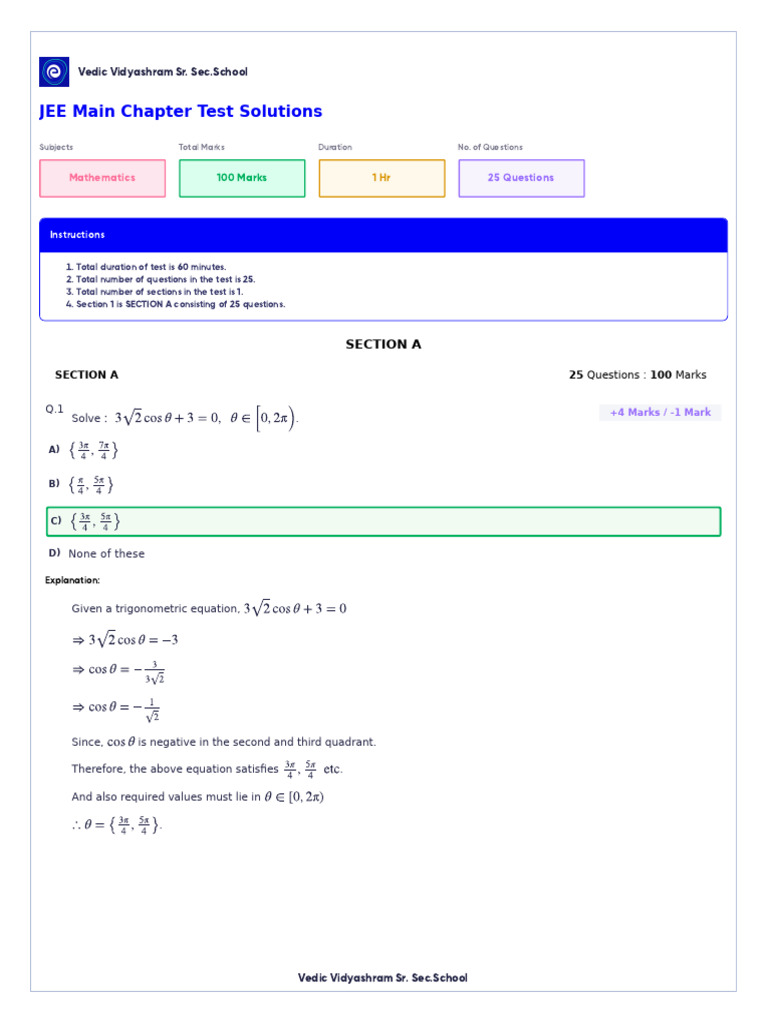 Xi Maths-6 Jee 3.08.3023 Solutions | PDF Xi Maths-6 Jee 3.08.3023 Solutions | PDF