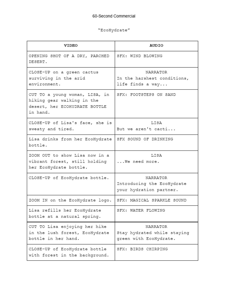 01-EcoHydrate - 60 Second Commercial in The Two-Column Format | PDF