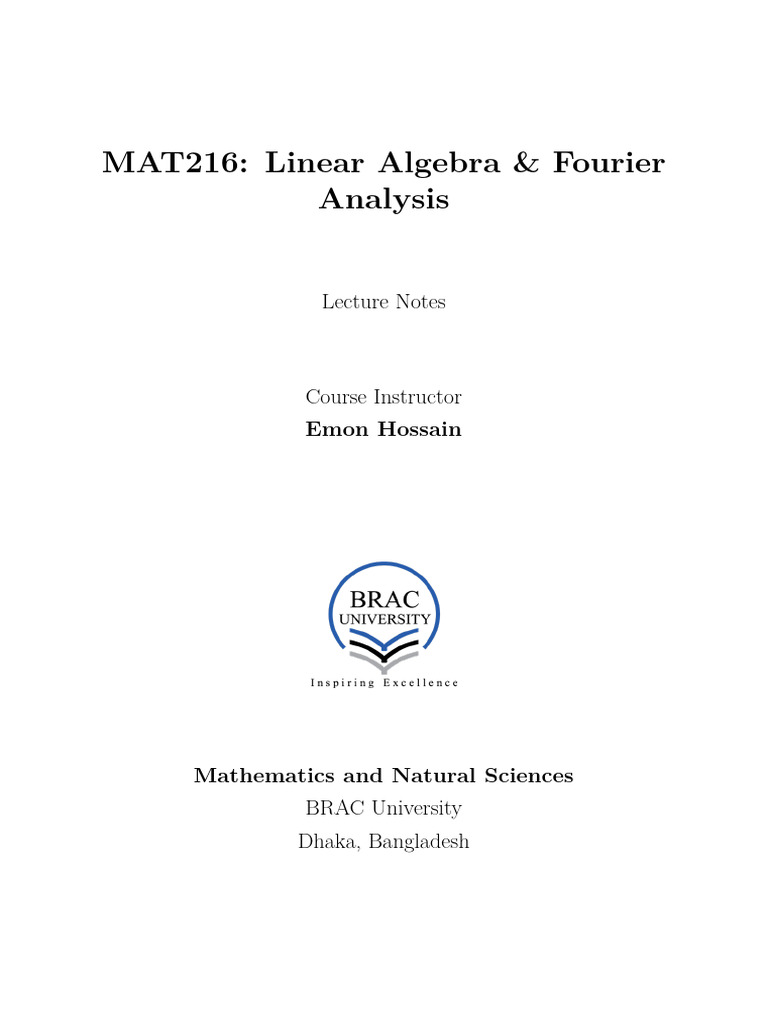 MAT216 Lecture Notes | PDF