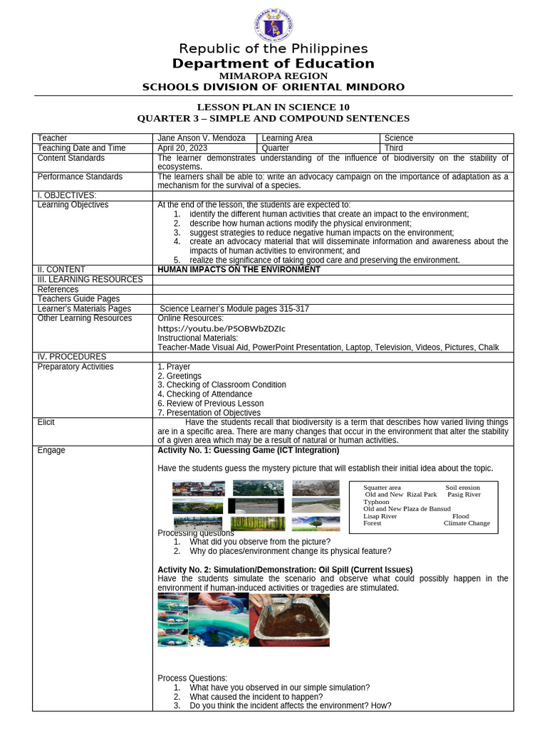 LESSON-PLAN-COT-SCIENCE 10 | PDF