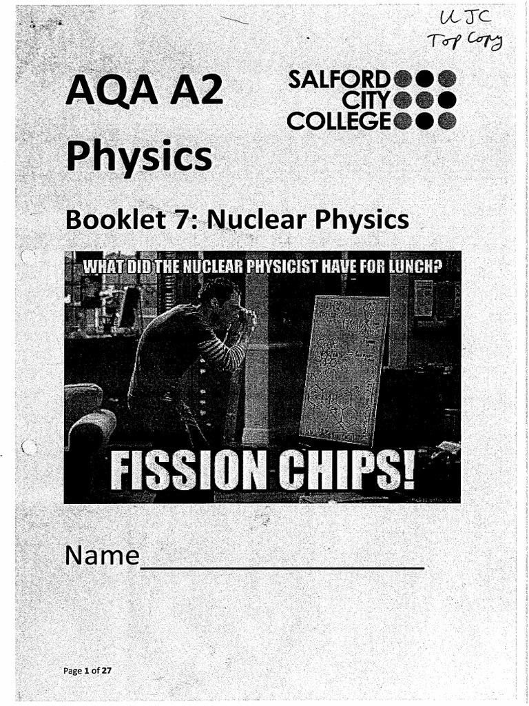 Booklet 7 Nuclear Physics 2016 ANSWERS | PDF