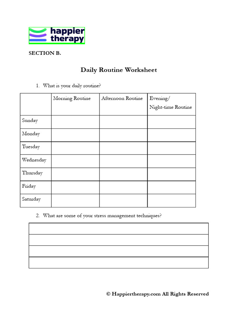 Daily Routine Worksheet | PDF