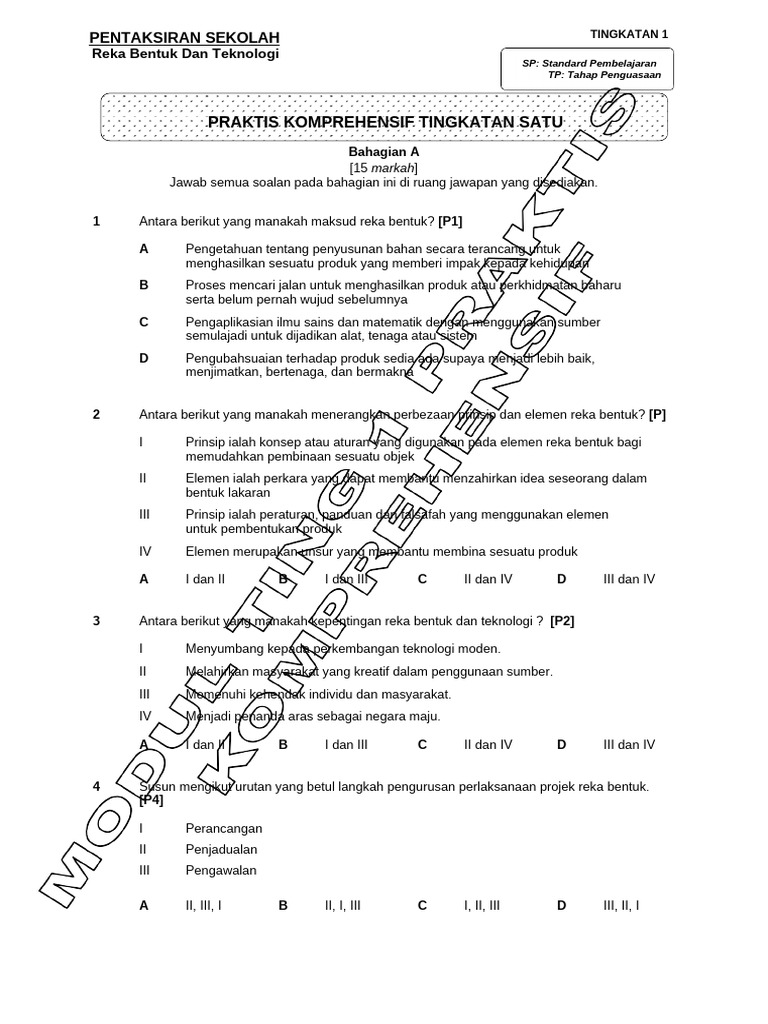 Praktis Komprehensif Tingkatan Satu | PDF