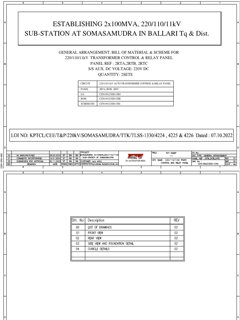 220-110-11kv Trafo - CRP As MFD., DRWG For Somasamudra Ss. | PDF