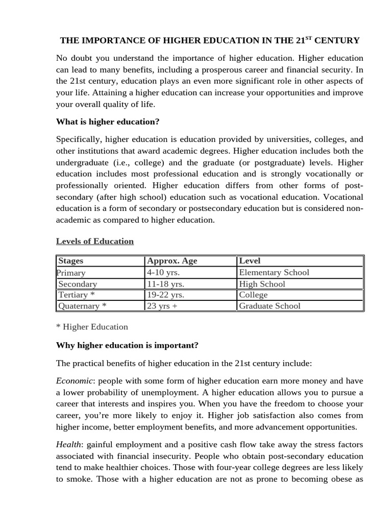 Higher Education | PDF