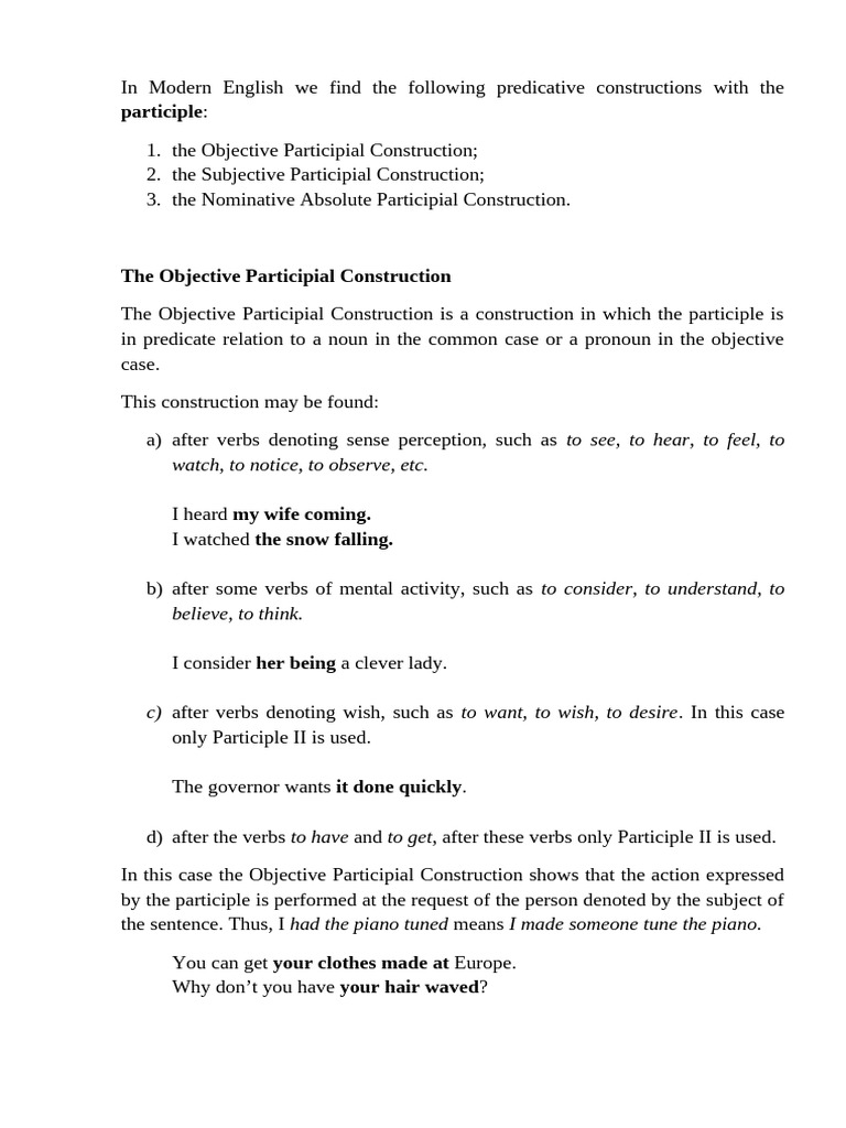 Participial Constructions | PDF