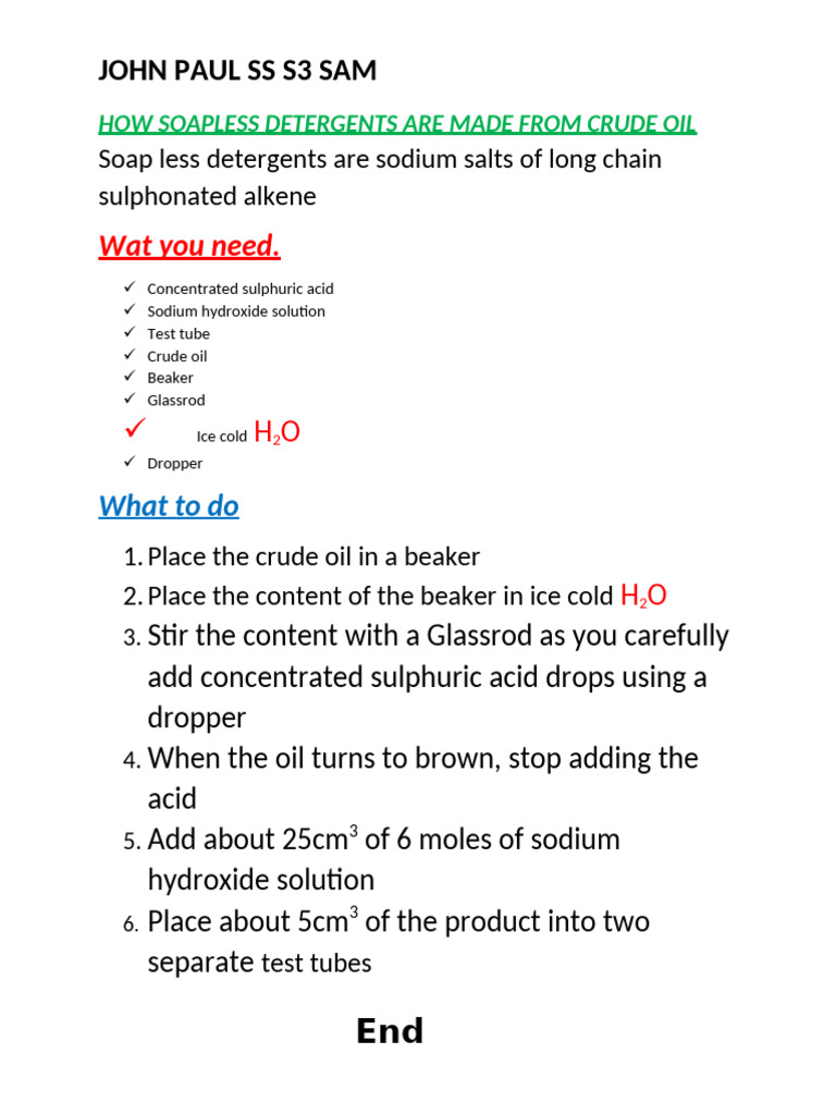 HOW SOAPLESS DETERGENTS ARE MADE FROM CRUDE OIL Soap Less Detergents ...