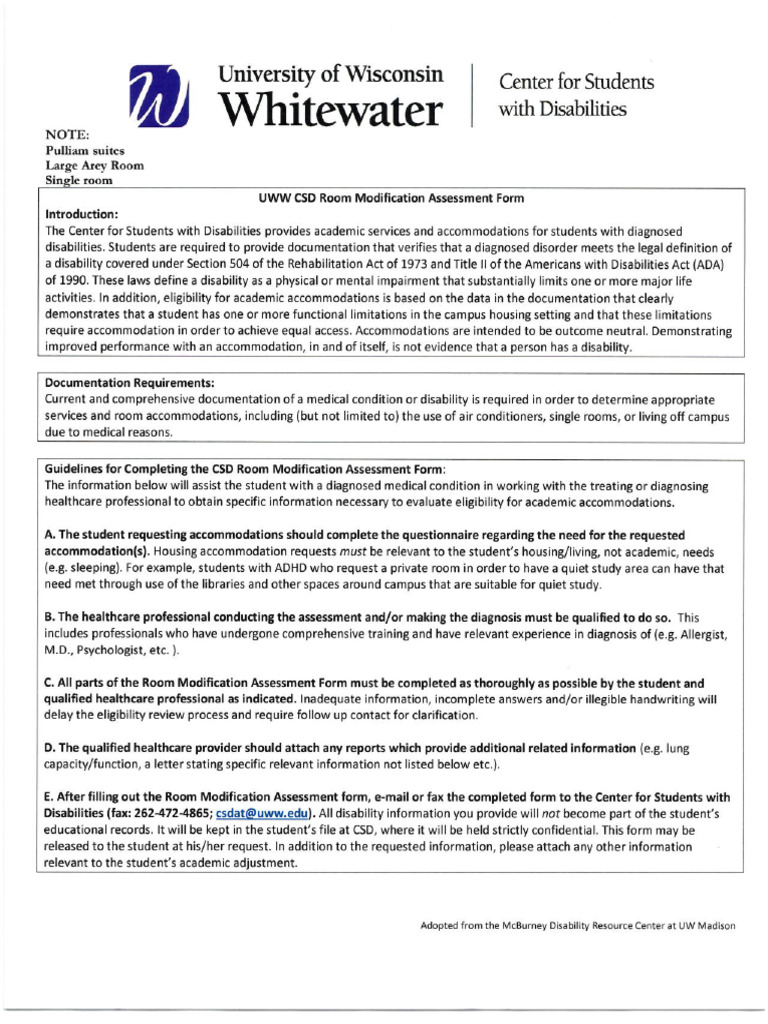 Housing Disability Form - Devin Zabel | PDF