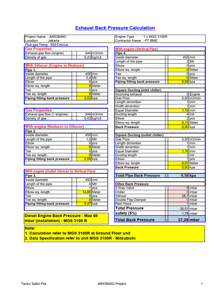 Exhaust Back Pressure | PDF