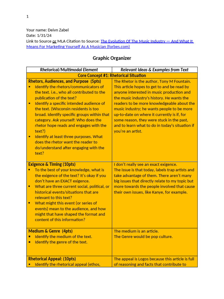 Project One - Graphic Organizer-1-1 | PDF