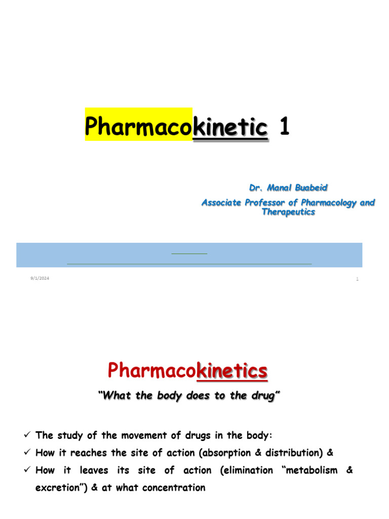 Lecture 3 Pharmacokinetic 1 | PDF