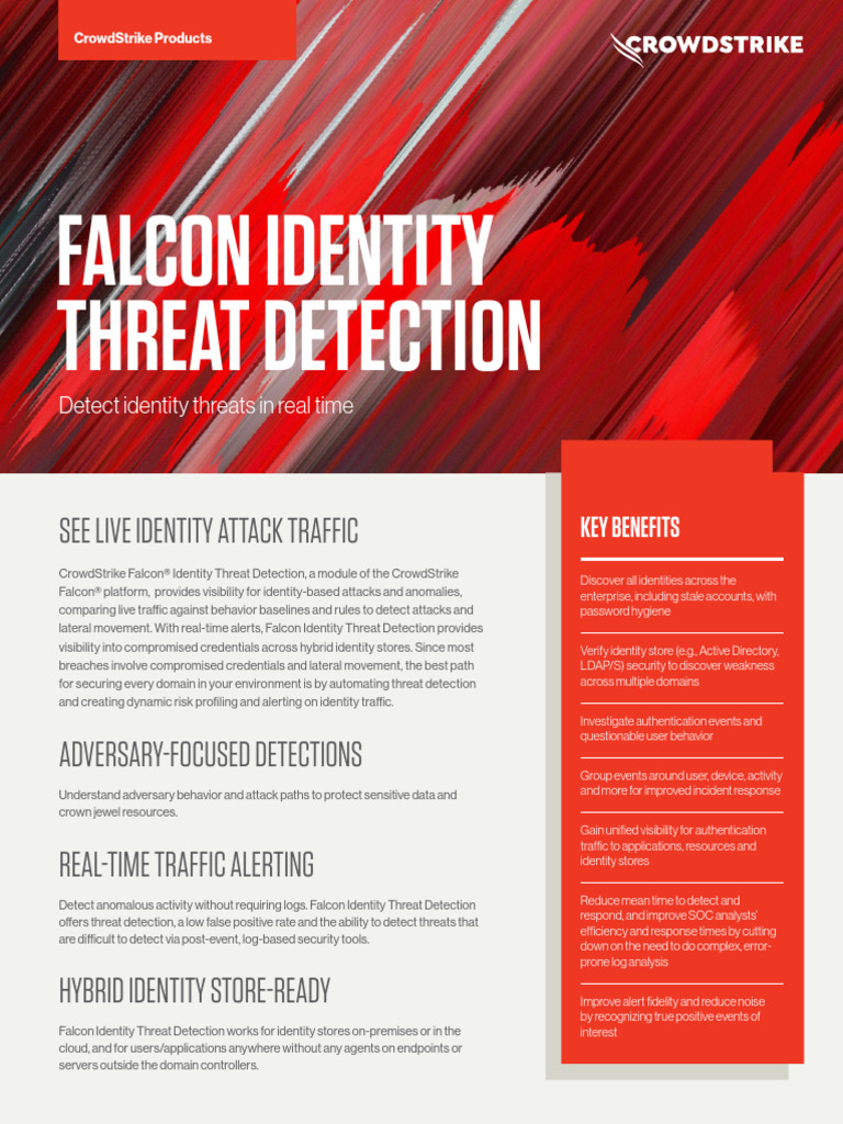 Crowdstrike Falcon Identity Threat Detection Data Sheet | PDF