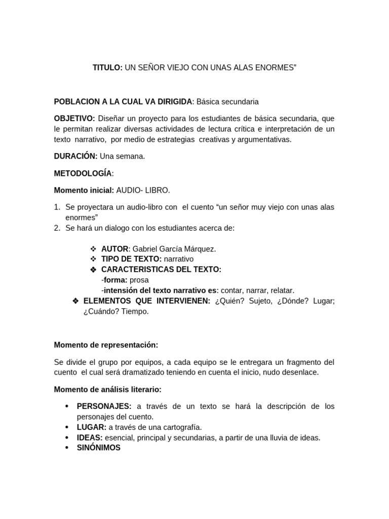 Un Señor Muy Viejo Con Unas Alas Enormes | PDF