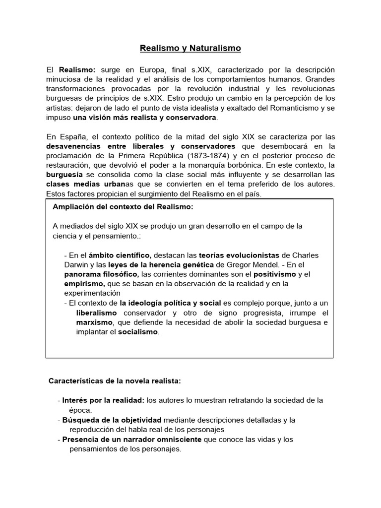 Realismo y Naturalismo | PDF
