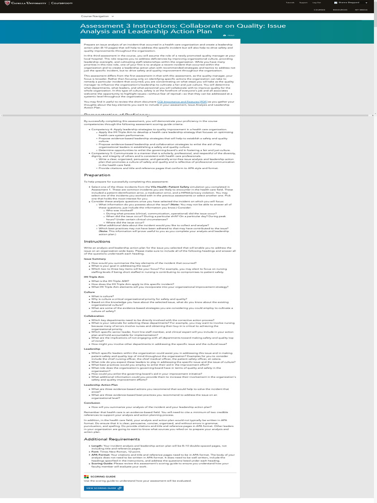 Assessment 3 Instructions - Collaborate On Quality - Issue .. | PDF