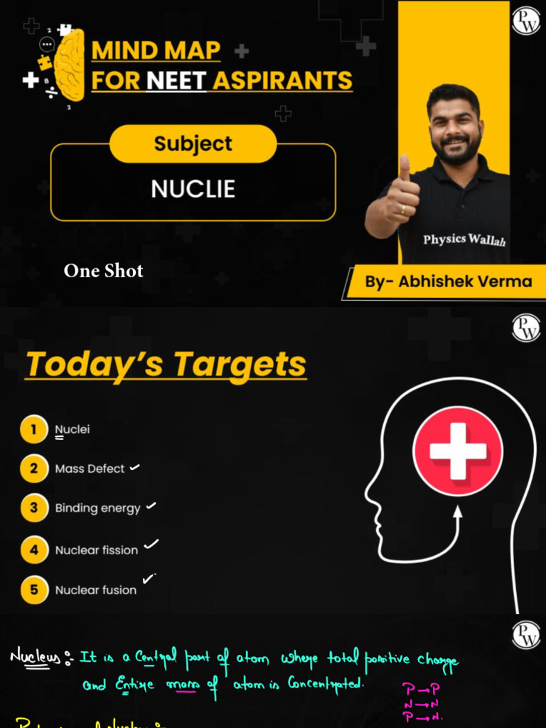 Nuclei (One Shot) - Class Notes - NEET Mind Map | PDF