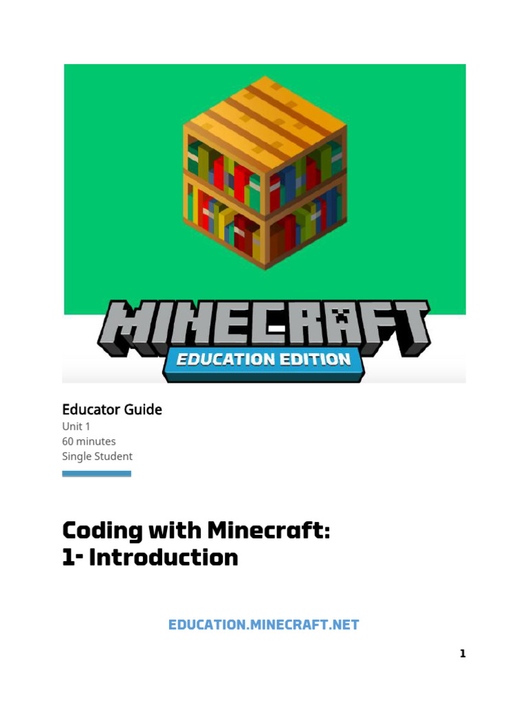 Coding With Minecraft - Unit 1 - Introduction | PDF | Minecraft | Computer Programming