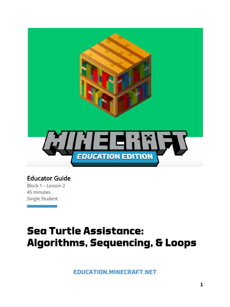 Coding Fundamentals - Block 1 Lesson 2 - Sea Turtle Assistance | PDF