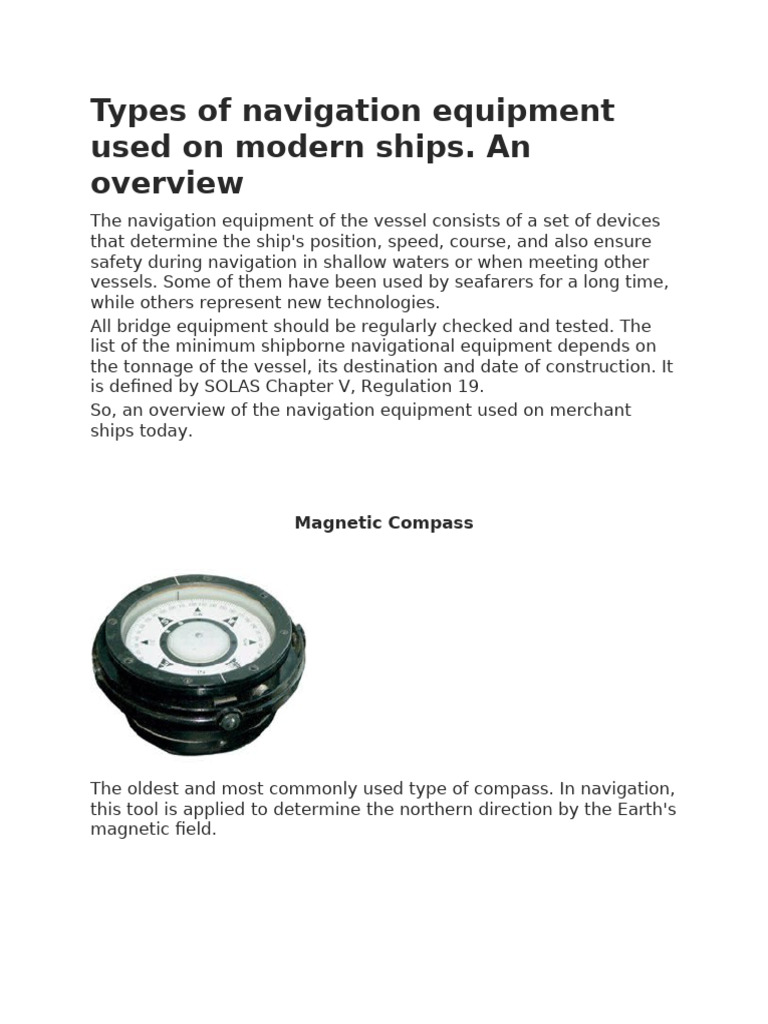 Modern Ship Navigation Equipment Overview | PDF | Navigation ...