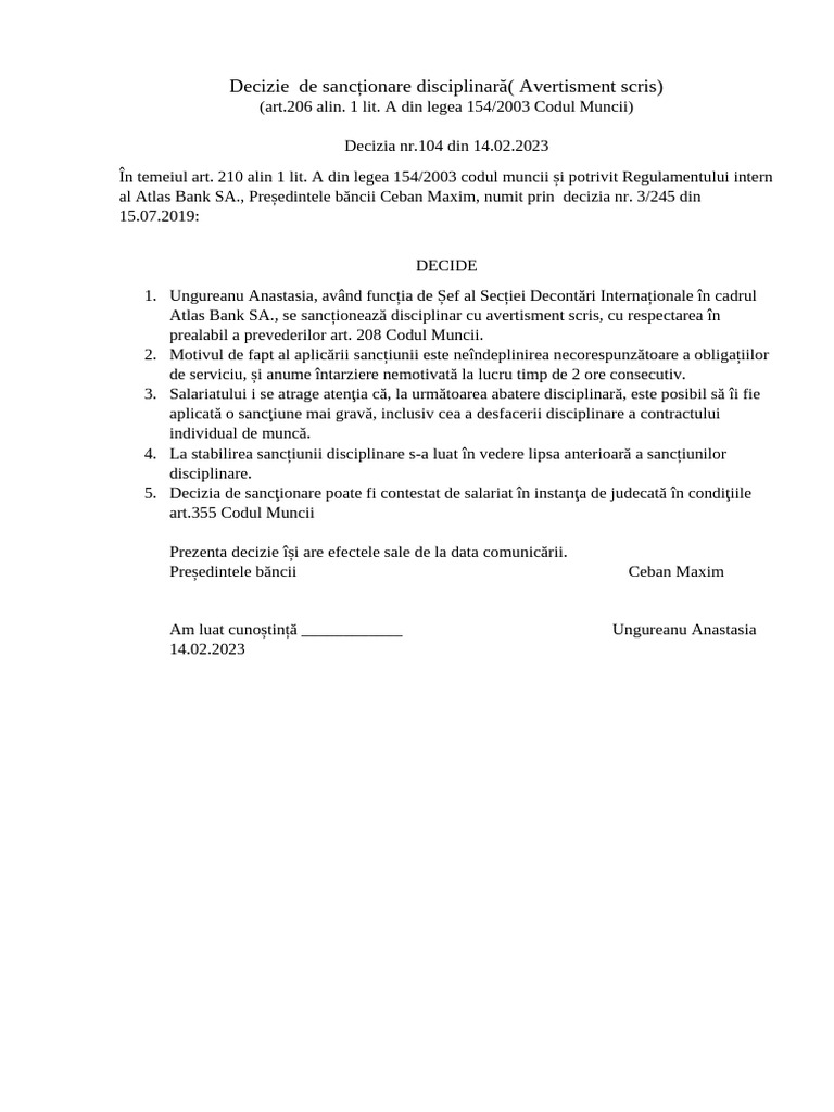 Avertisment Scris | PDF