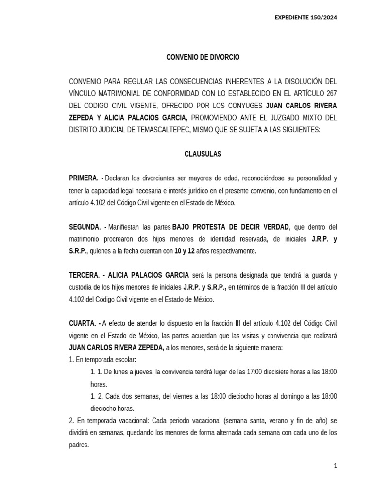 Convenio de Divorcio | PDF