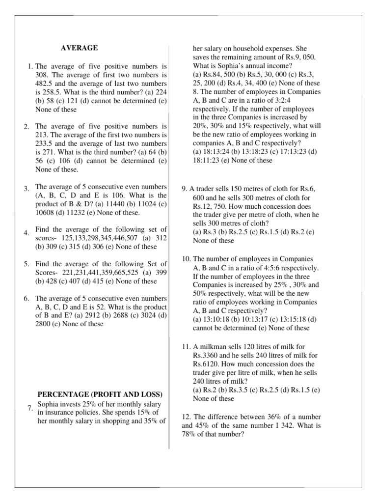 Pau Cet Sample Paper 1 | PDF | Interest | Prices