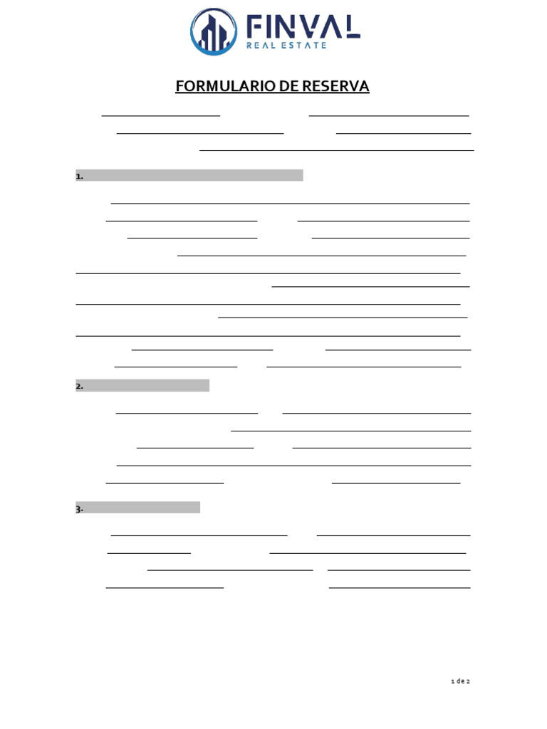Formulario Reserva Finval-2 | PDF