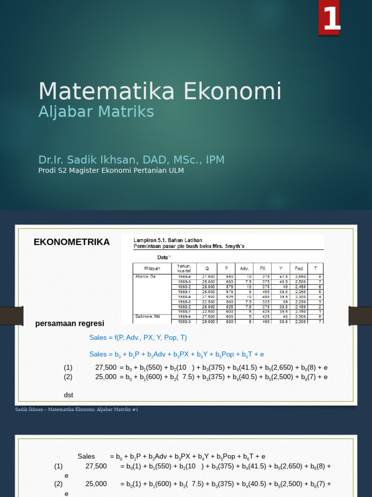 Aljabar Matriks Matrikulasi 2024 | PDF