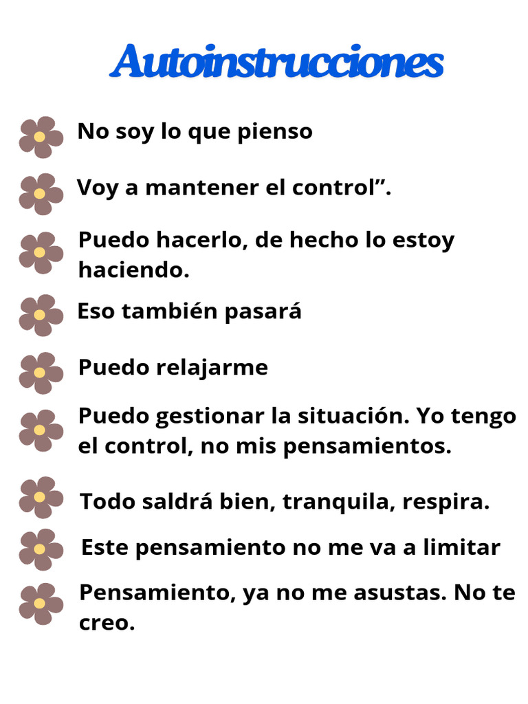 Autoinstrucciones Ansiedad | PDF